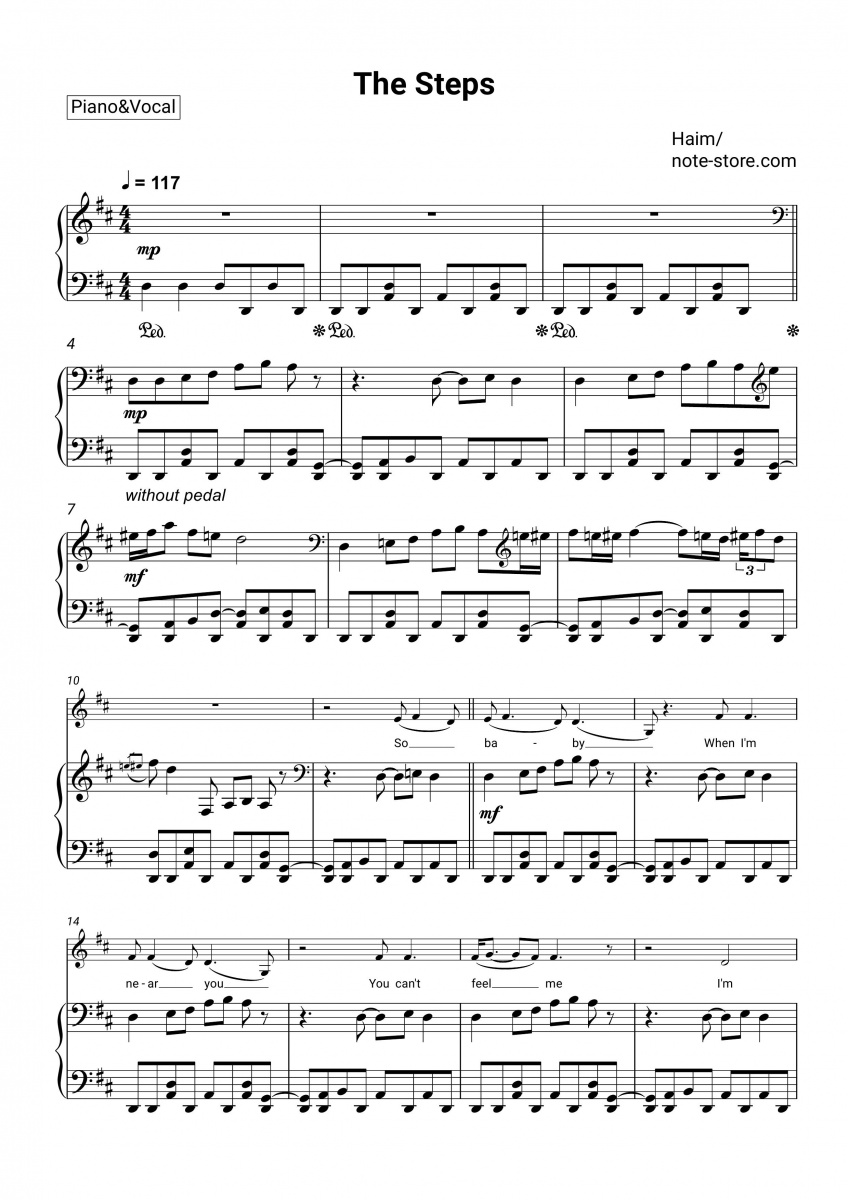 Haim - The Steps Noten für Piano downloaden für Anfänger Klavier&Gesang ...