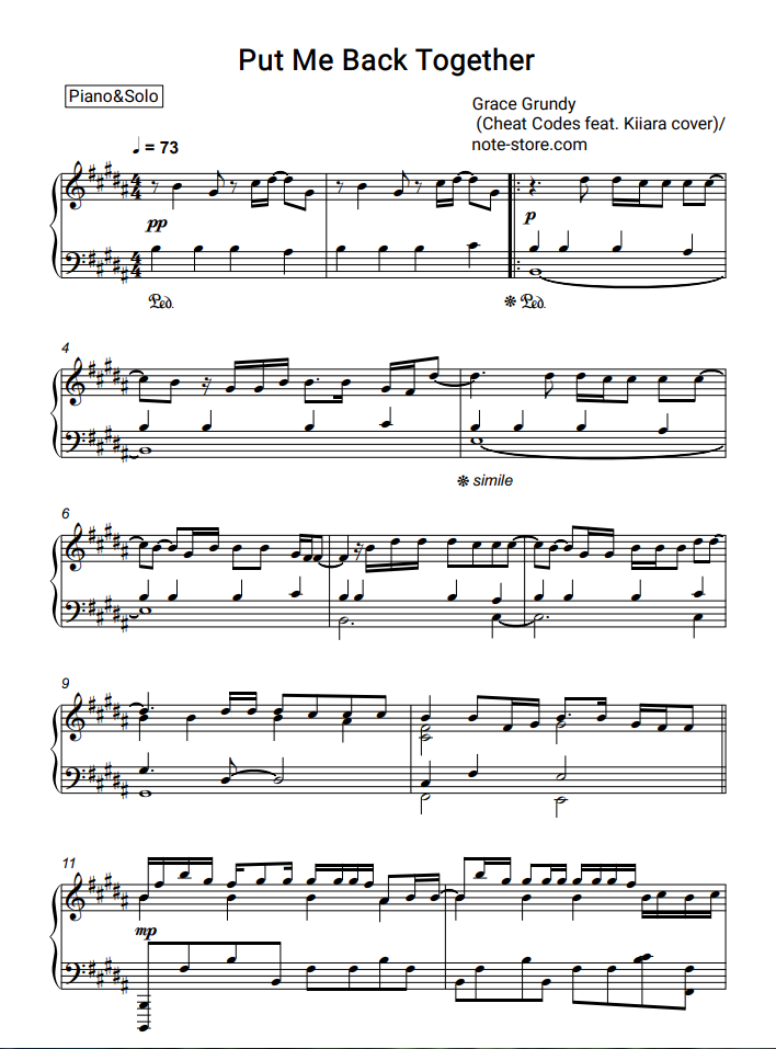 Grace Grundy - Put Me Back Together Noten für Piano downloaden für ...