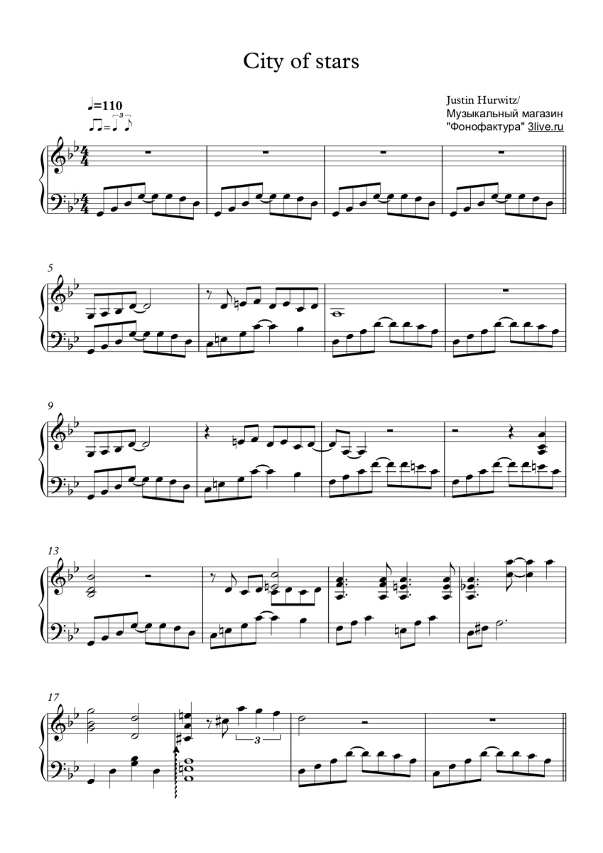 Ryan Gosling, Emma Stone - City of stars Noten für Piano downloaden für Anfänger Klavier.Solo ...