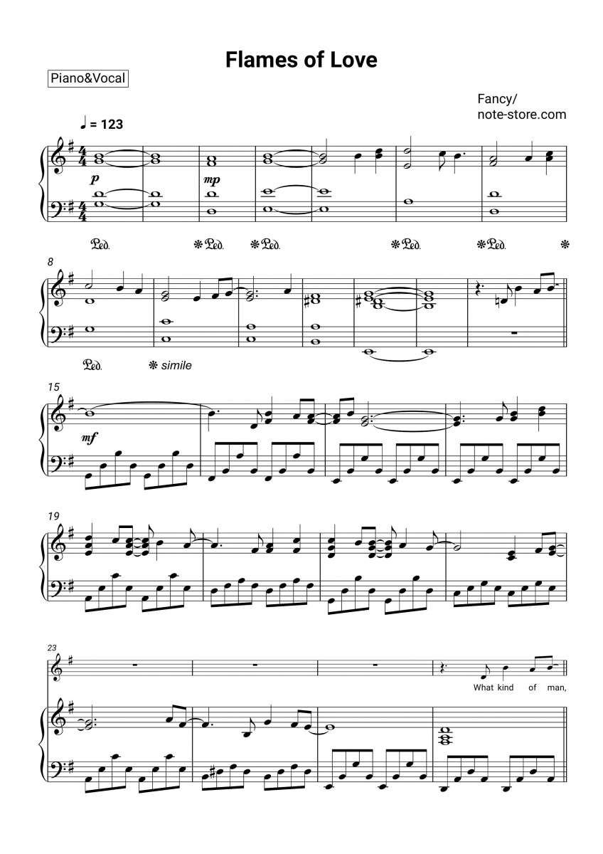 Fancy - Flames of love Noten für Piano downloaden für Anfänger Klavier ...